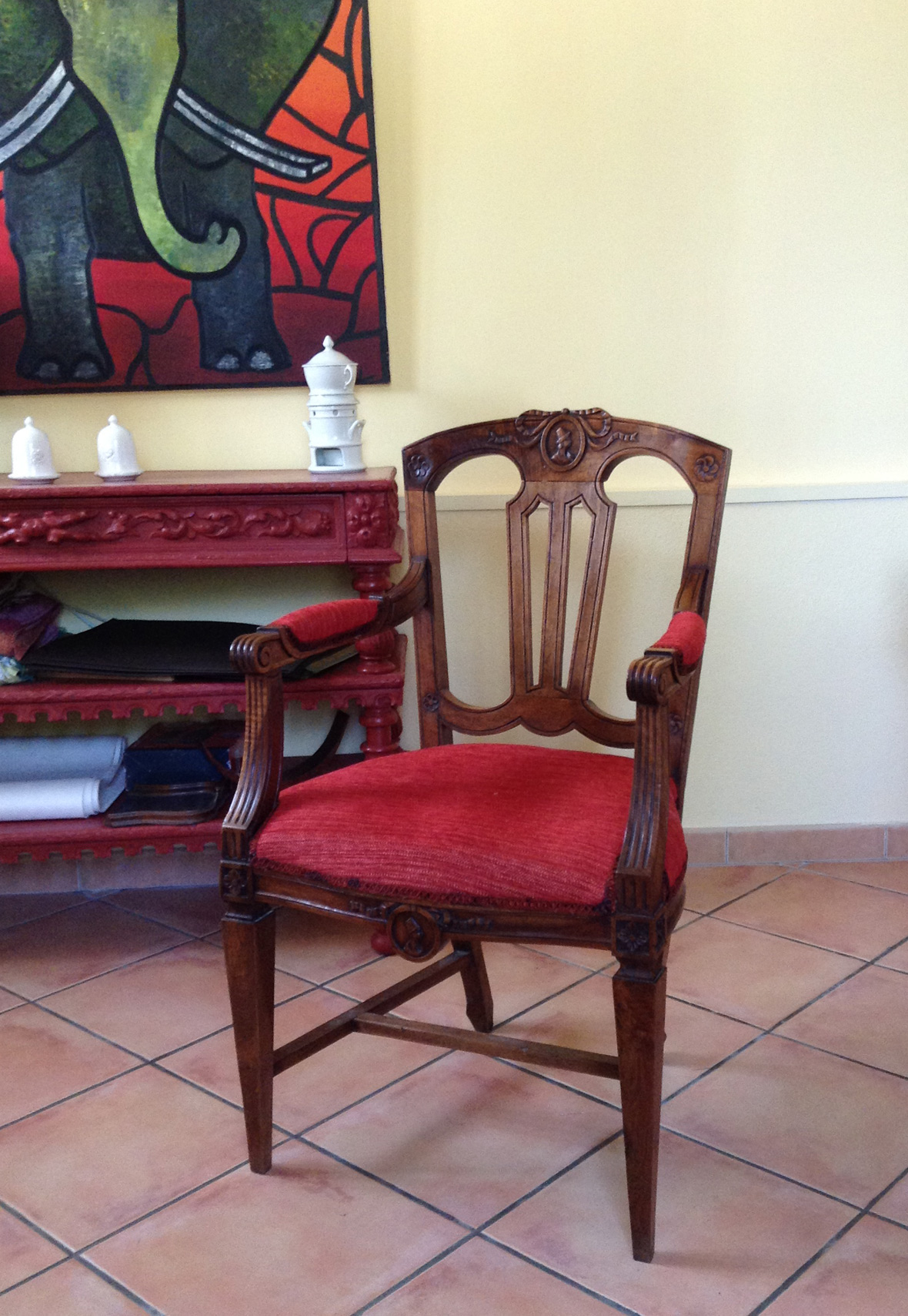 Fauteuil rustique Louis XVI - Gilles Auriol - Tapissier